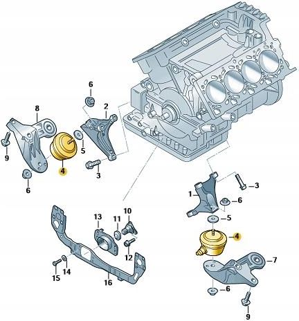 Zawieszenie silnika Audi Oe Poduszka Silnika A4 A6 4B3199379M L P Aso ...