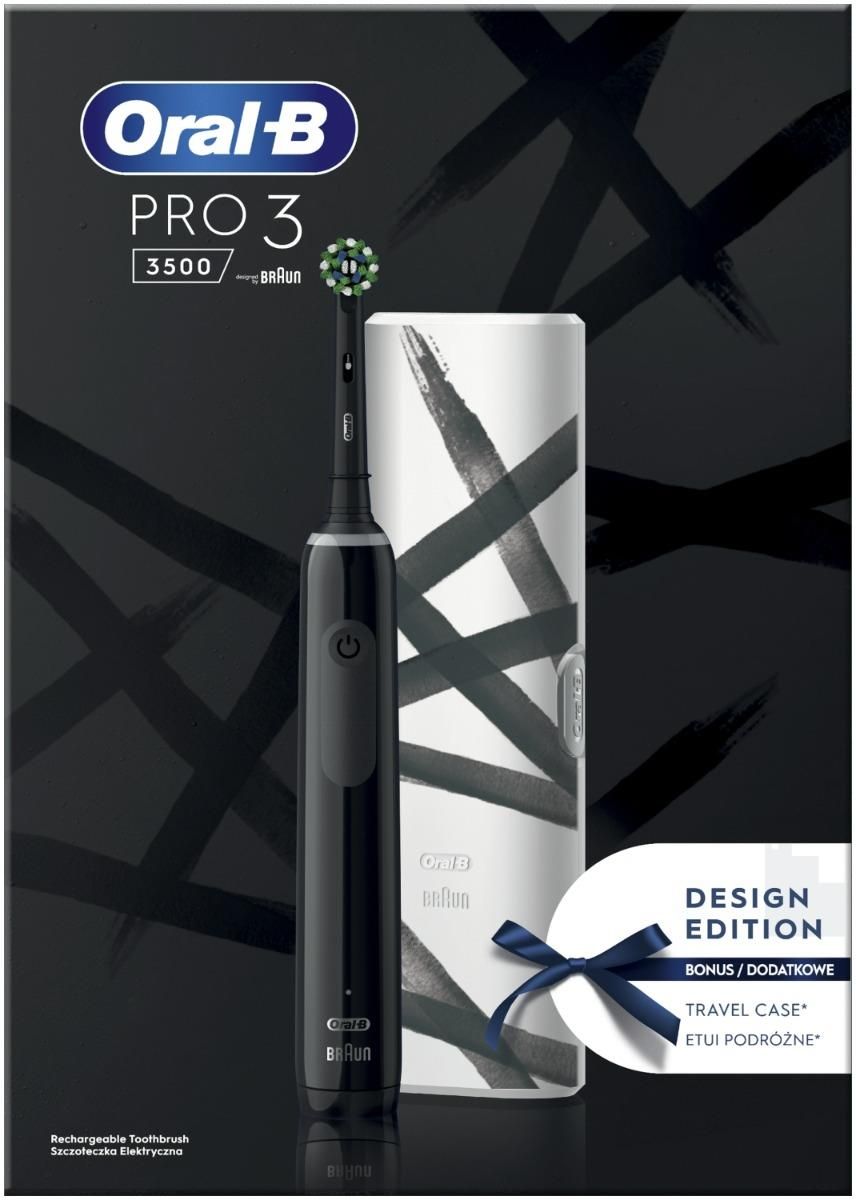 Szczoteczka elektryczna Oral-B Pro 3 3500 Black Edition + Etui - Opinie i ceny na Ceneo.pl