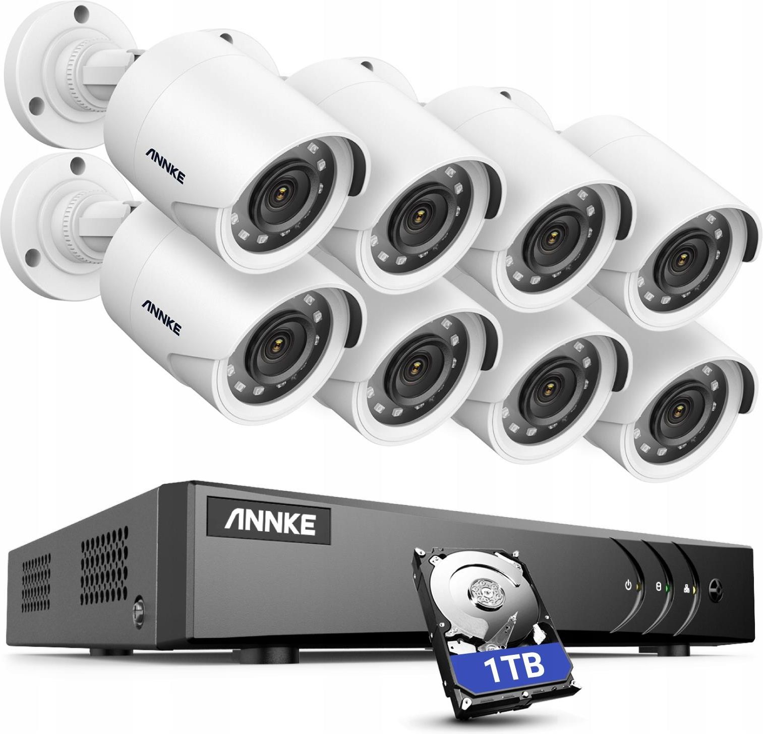 Zestaw do monitoringu Annke 8Ch System Kamer Bezpieczeństwa 1080P-1Tb ...