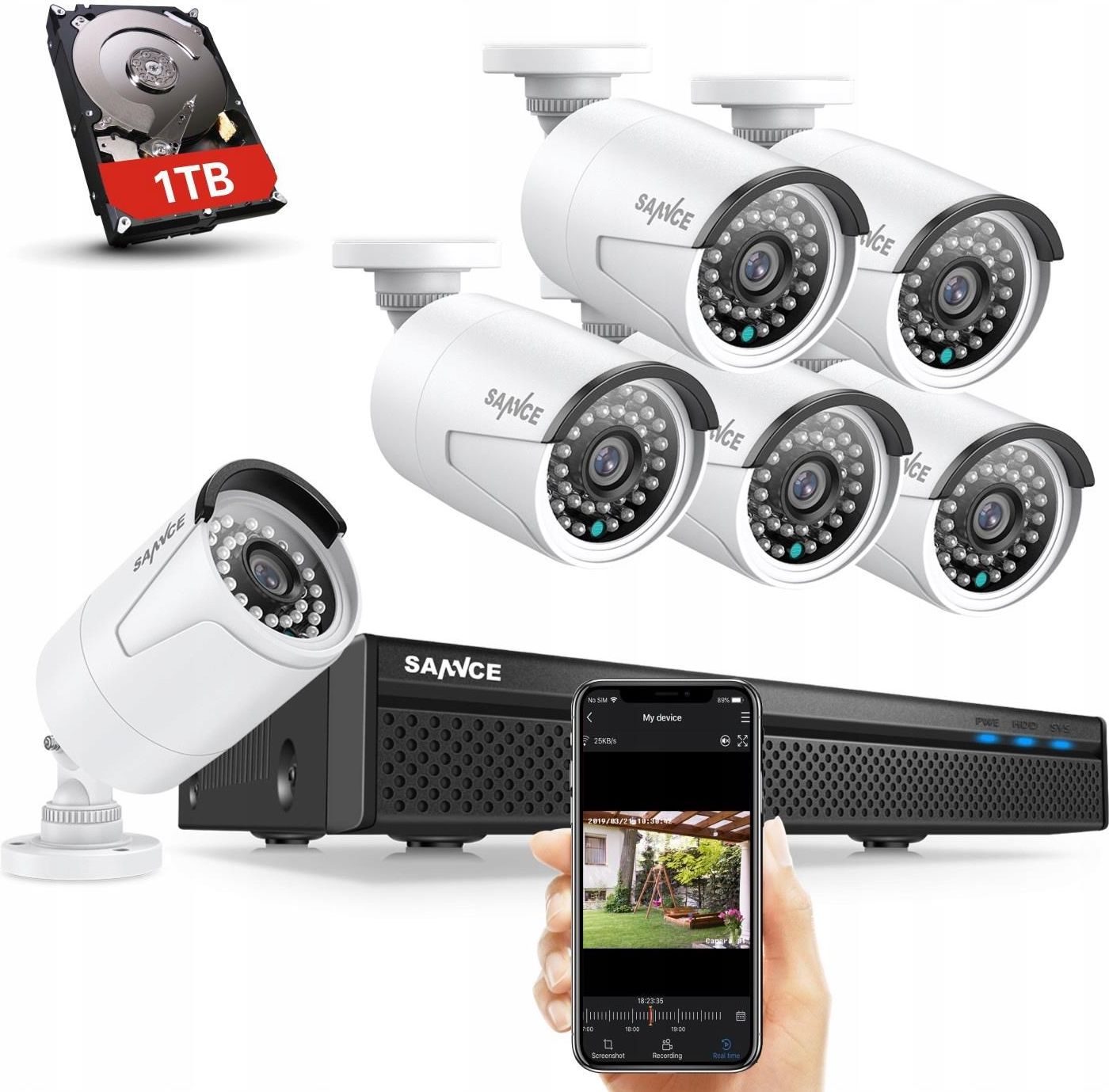 Zestaw do monitoringu Sannce System Cctv 8Ch 1080P Fhd Poe-1Tb ...