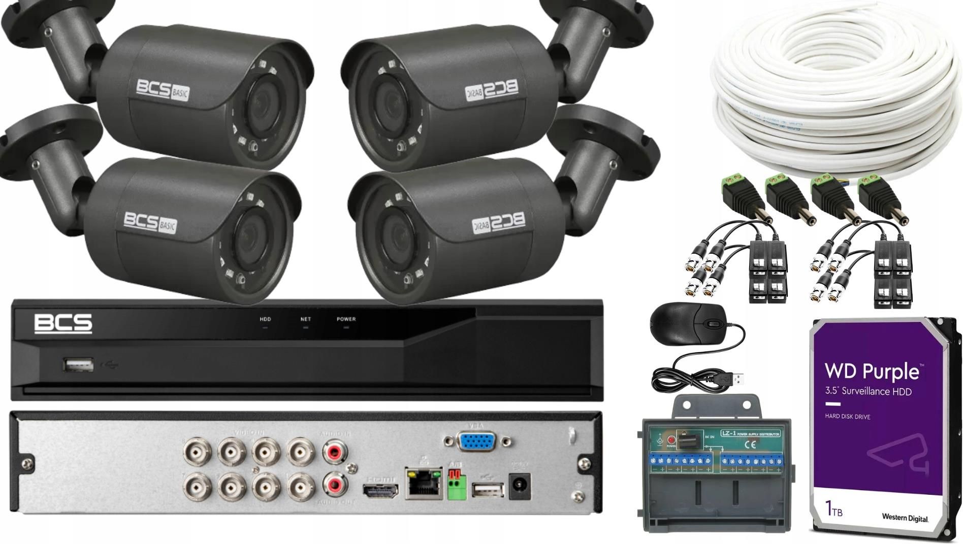 Zestaw do monitoringu System Monitoringu 4 Kamery 1080P Z Aplikacją ...