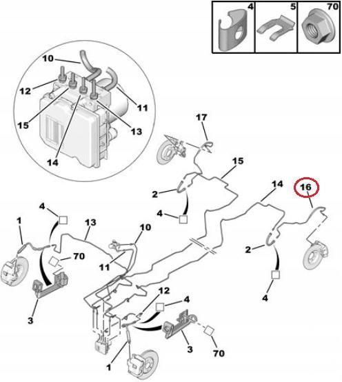 Renault Oe Przewód Hamulcowy Citroen C4 Ds4 Lewy Tył Oryginał 4886Z6 ...