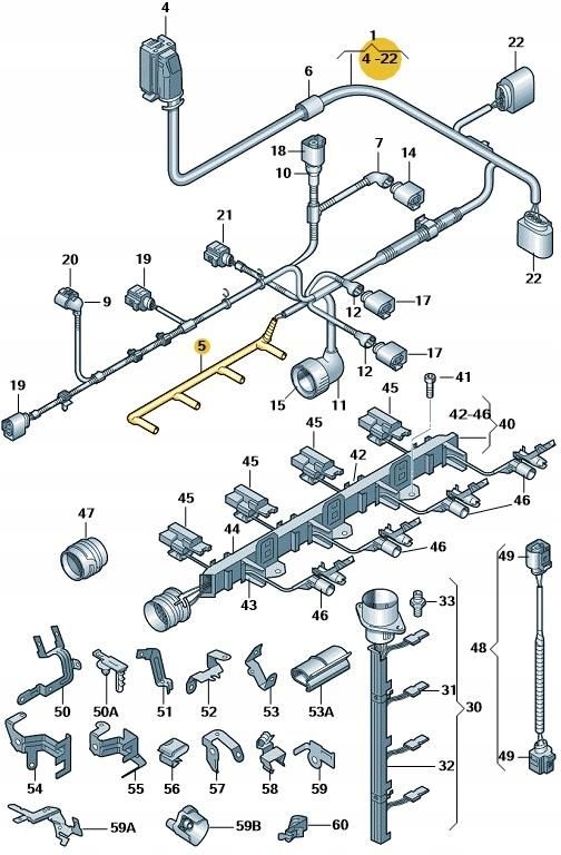 Świeca samochodowa Volkswagen Oe Wiązka Świec Żarowych Mostek Vw Audi ...