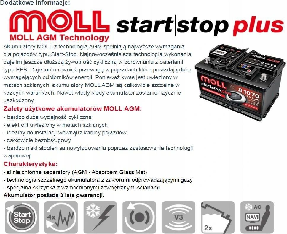 Moll Akumulator 105Ah 950A Agm Start Stop 81105 - Opinie i ceny na Ceneo.pl