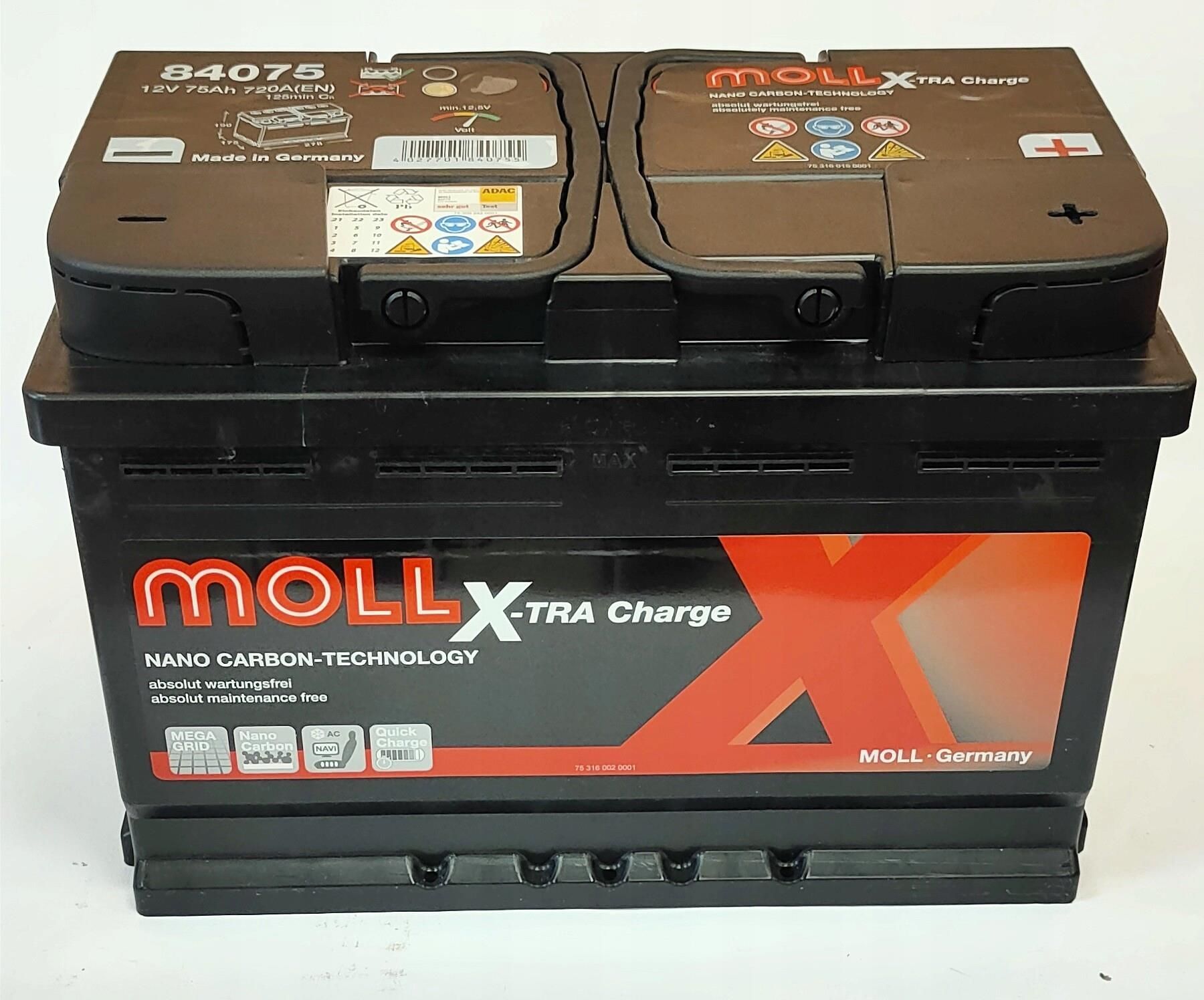 Moll Akumulator 75Ah 720A X Tra Charge 84075 - Opinie i ceny na Ceneo.pl