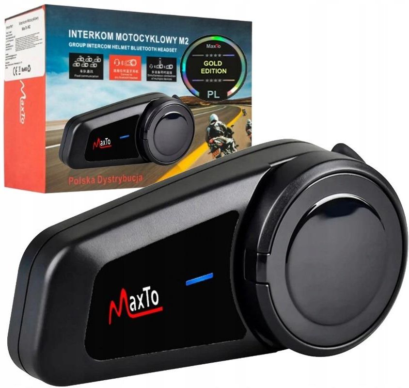 Maxto Interkom Motocyklwy M2 Gold Polski Lektor - opinie i ceny na Ceneo.pl