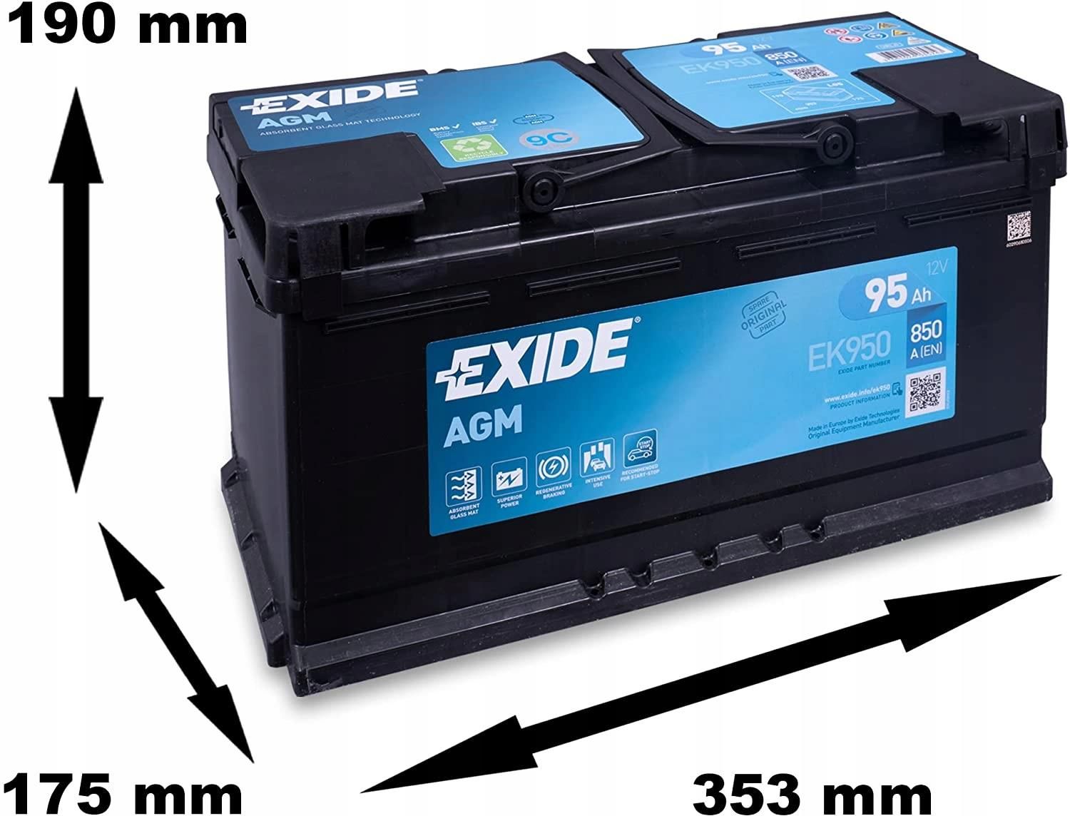 Exide Akumulator Agm 95Ah 850A Agm95Ss - Opinie i ceny na Ceneo.pl