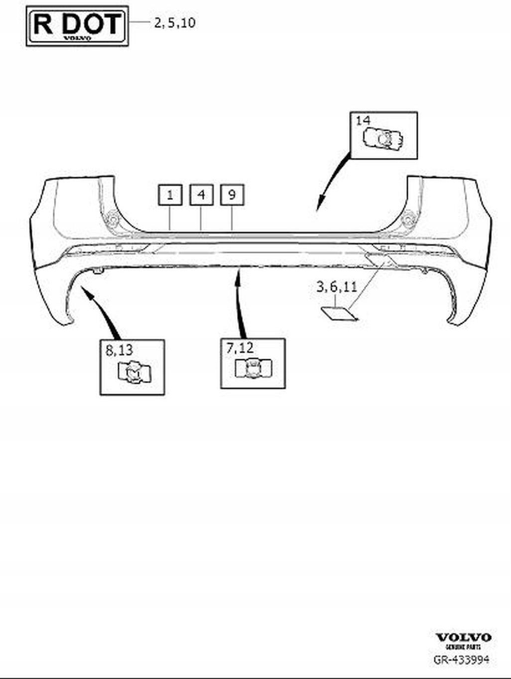 Czujniki parkowania Volvo Oe Uchwyt Czujnika Parkowania Tył Volvo Xc60 ...