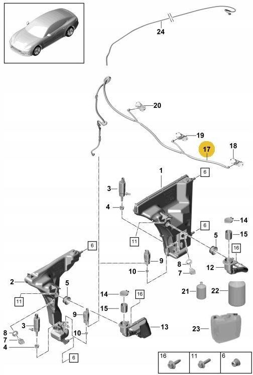 Porsche Przewód Wąż Spryskiwacza Porsche Panamera 971 971955663D ...