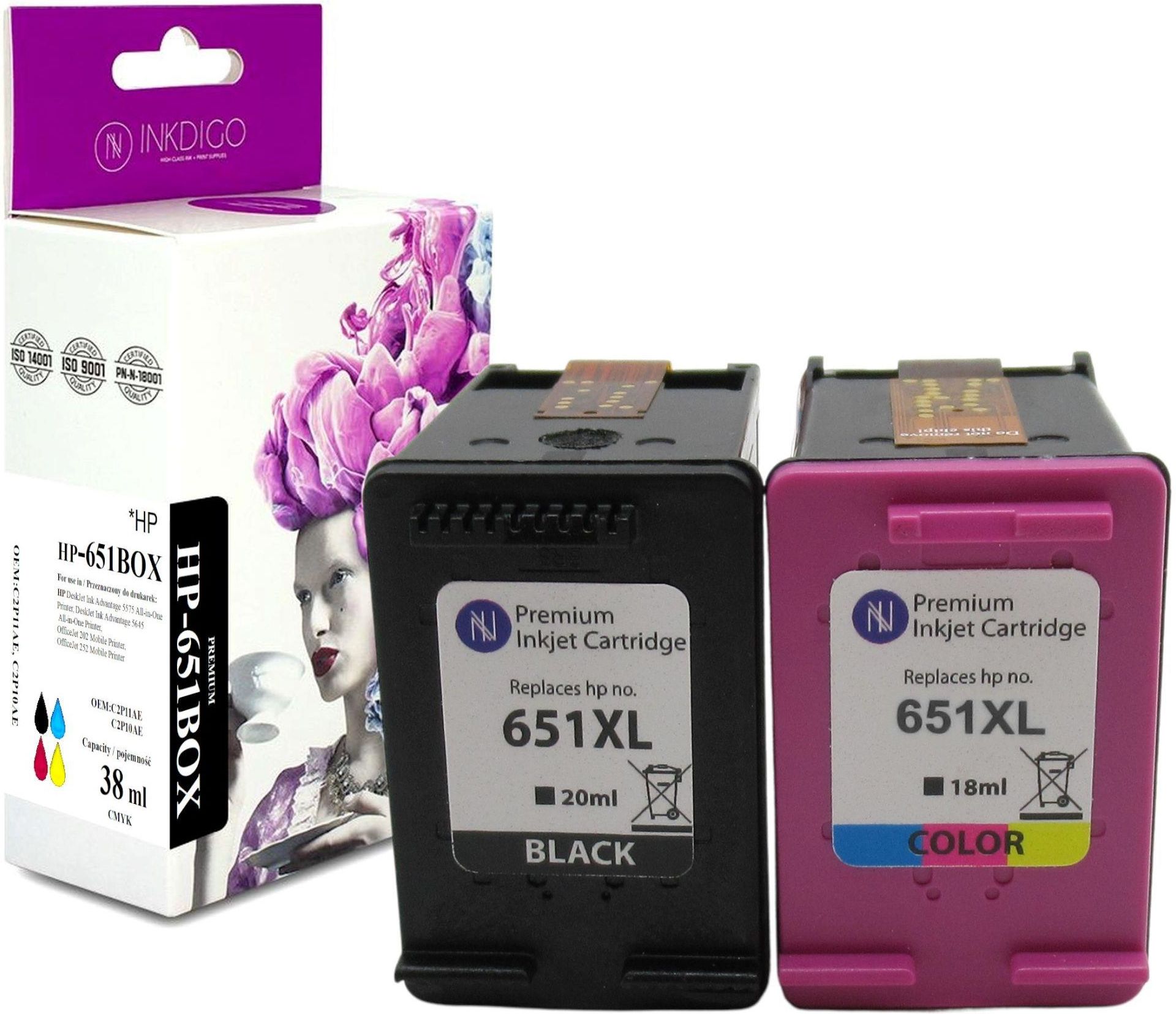 Tusz INKDIGO 651 XL ZGODNY ZESTAW TUSZÓW DO HP DESKJET 5575 CZARNY ...