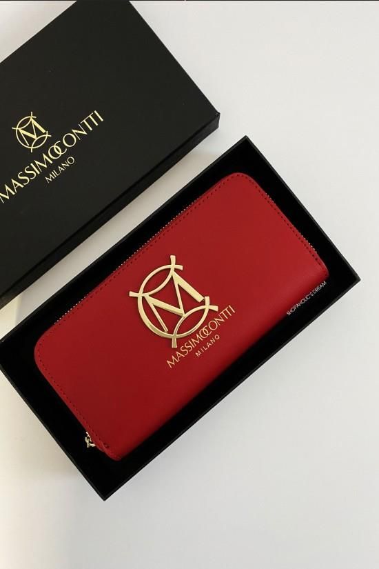 Portfel skórzany dwukomorowy Massimo Contti Milano czerwony - Ceny i ...