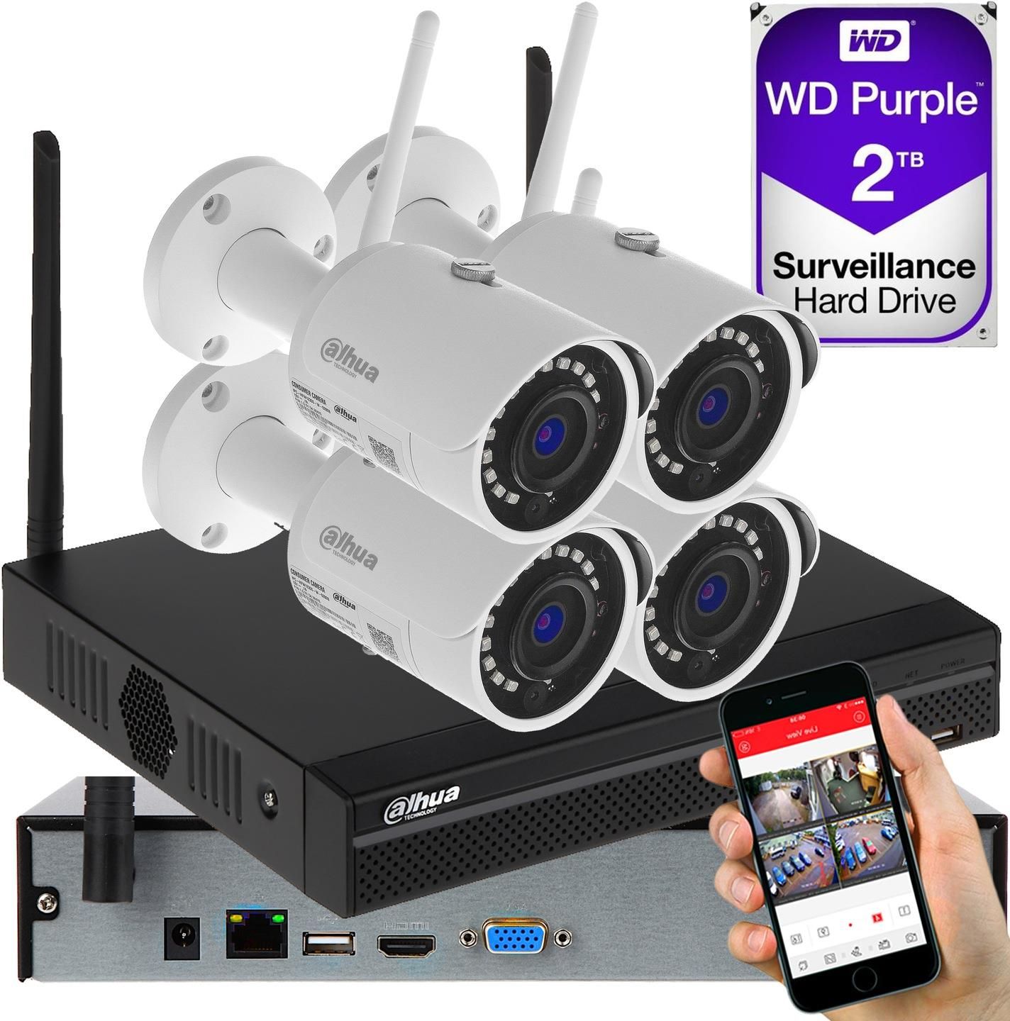 Zestaw do monitoringu Dahua Ip Zestaw Monitoringu Wifi 4 Kamery Ipc Hfw1235S W 0280B S2 ...