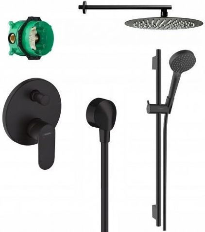 Zestaw prysznicowy Hansgrohe Vernis Blend Czarny Mat + Drążek ...