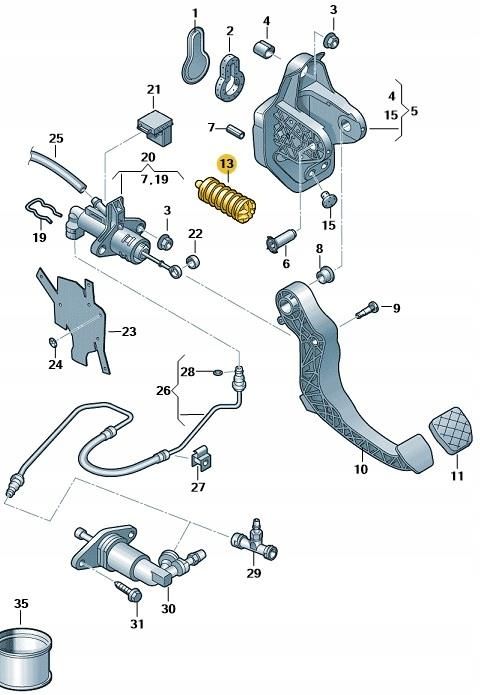 Volkswagen Oe Oryginalna Sprężyna Zwrotna Pedału Sprzęgła 1J2721403A ...