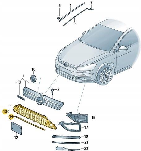 Volkswagen Oe Kratka Zderzaka Zaślepka Vw Golf Vii Fl Środkowa ...