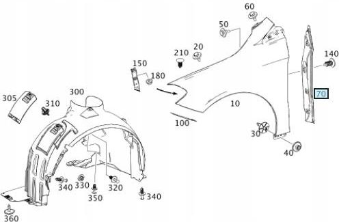 MercedesBenz Oe Wygłuszenie Błotnika Prawe Lewe Mercedes W246 ...