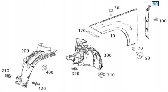 MercedesBenz Oe Wygłuszenie Błotnika Przód Glk X204 A2048891125 ...