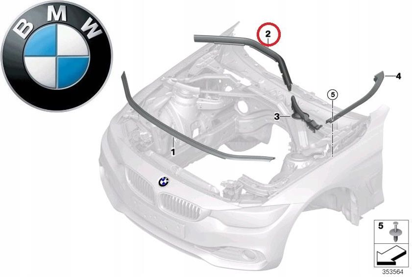 Maska samochodowa Bmw Oe Oryg Uszczelka Maski F20 F30 F36 Aso ...