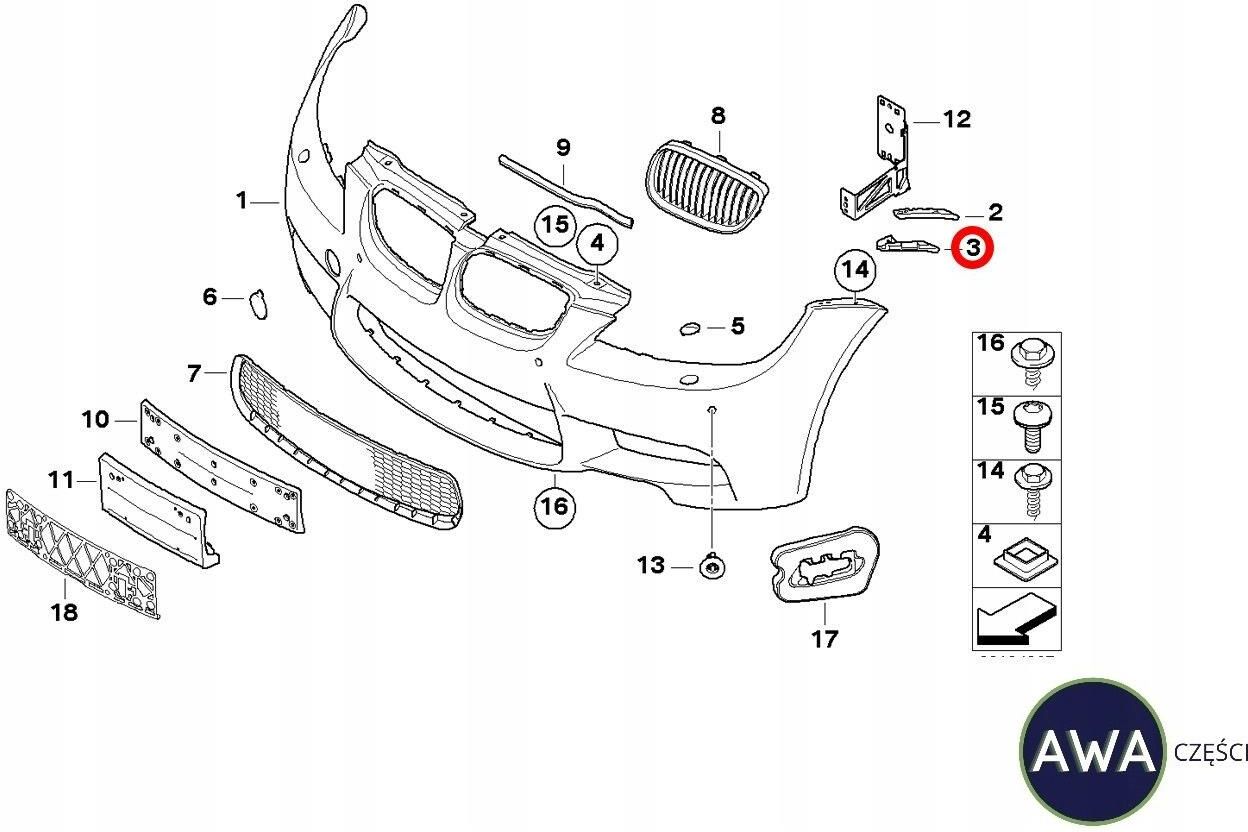 Bmw Oe E90 E92 E93 M3 Ślizg Zderzaka Przód L Plus P Kpl 51117900761 ...