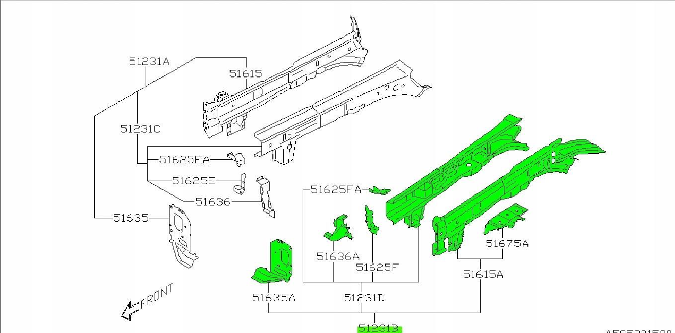 Subaru Oe Podłużnica Lewa Legacy Outback Usa 2014 19 51620Al01A9P ...
