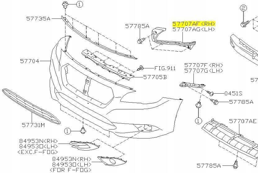 Subaru Oe Wspornik Pod Reflektor Prawy Legacy Outback 2014 57707Al00A ...