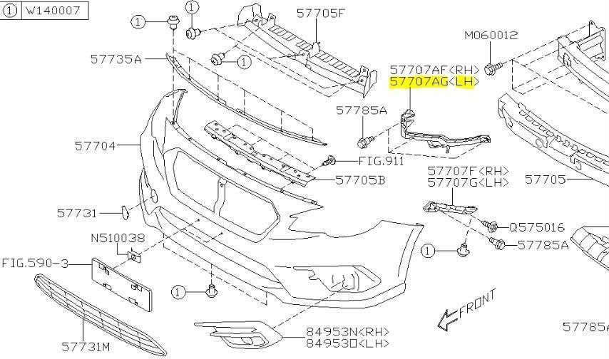 Subaru Oe Wspornik Ślizg Lampy Outback Legacy Usa 2017 19 57707Al41A ...