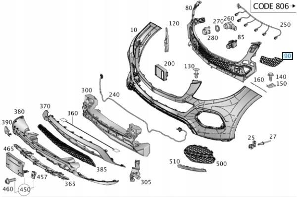 MercedesBenz Oe Kratka Atrapa Zderzaka Gle W166 15 A1668850101 ...