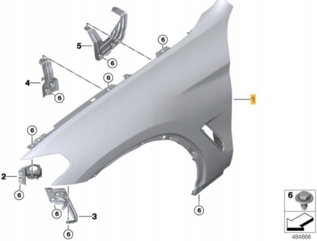 Błotnik samochodowy Bmw Oe Błotnik Przedni Lewy X4 G02 41007491383 ...