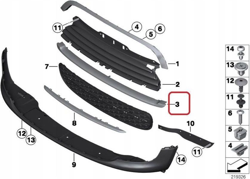 Mini Oe R56 R55 R57 Przednia Listwa Chromowana2751623 51112751623 ...