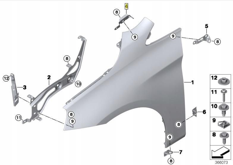 Bmw Oe Lewy Ślizg Mocowanie Uchwyt Błotnika F45 F46 41007408665 ...