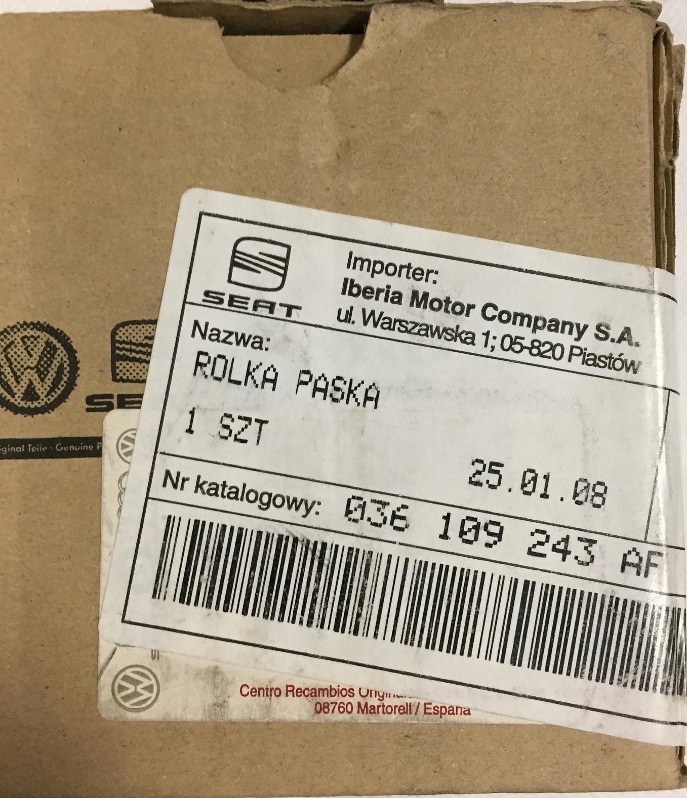 Mechanizm rozrządu Seat Oe Rolka Napinacza Rozrząd Vw Skoda 036109243Af ...