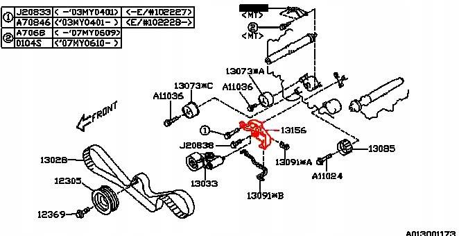 Mechanizm rozrządu Subaru Oe Wspornik Mocowanie Napinacza Paska ...