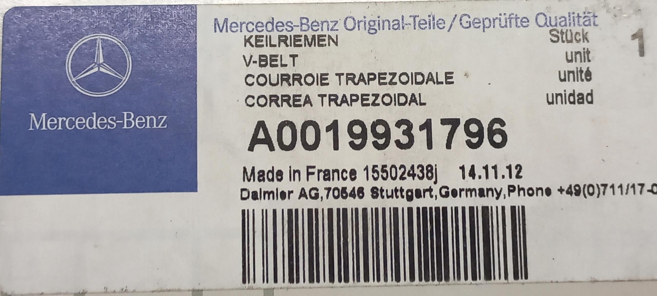 MercedesBenz Oe Pasek Kli Mercedes Sprinter 906 A 0019931796 001 993 17 ...