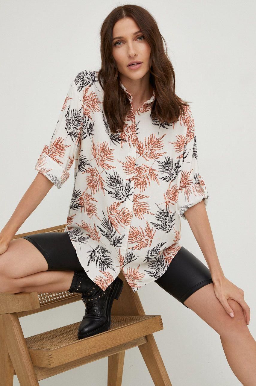Answear Lab koszula damska kolor biały relaxed z kołnierzykiem ...