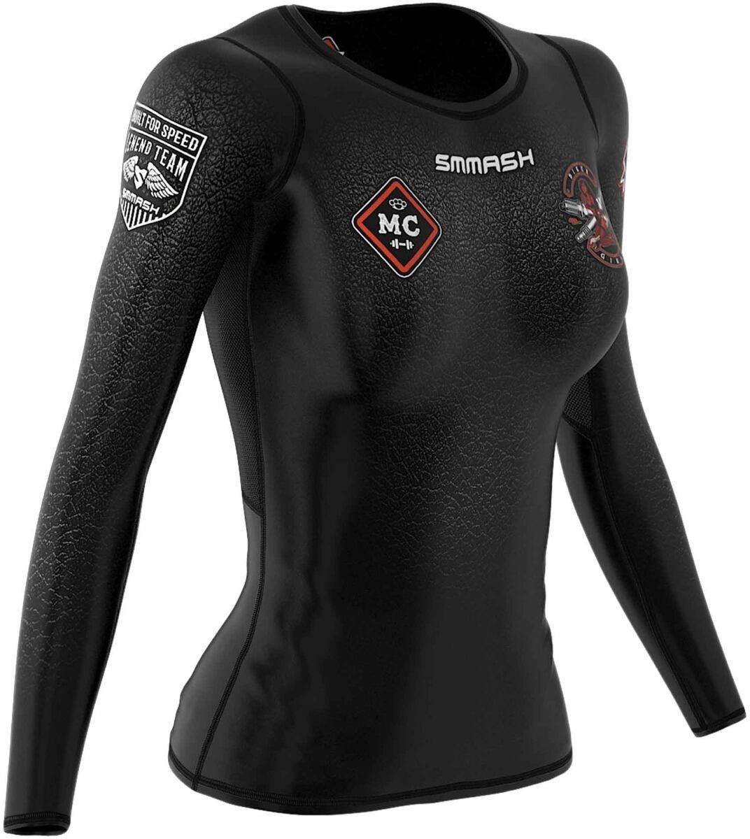Smmash Koszulka Fitness Z Długim Rękawem Damska Biker Kompresyjna Biały ...