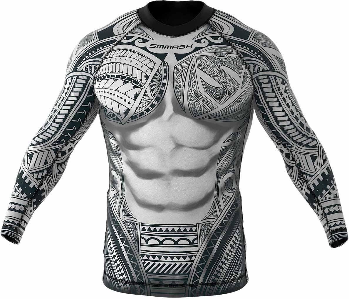 Smmash Rashguard Do Mma Z Długim Rękawem Męski Maori Czarny Szary ...