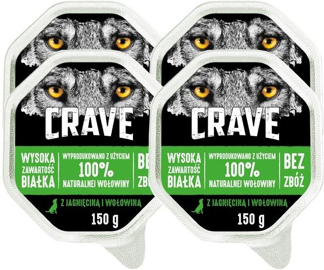 Karma Crave Dog Z Jagnięciną I Wołowiną Tacka 4X150G - Ceny i opinie ...