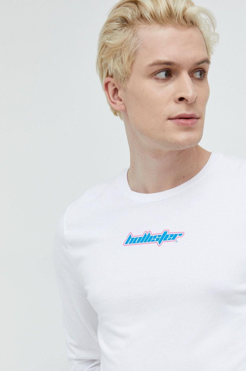 Hollister Co. longsleeve bawełniany kolor biały z nadrukiem - Ceny i ...
