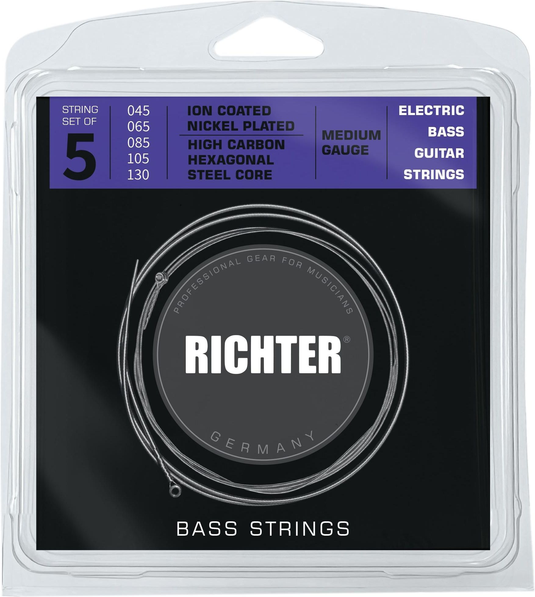 Struna Richter Electric Bass Strings Ion Coated, 5-String, Medium 45 ...