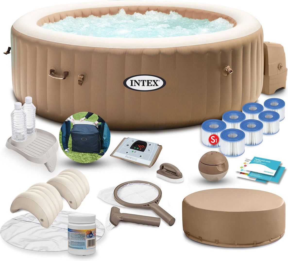 Jacuzzi Intex Dmuchane Spa Z Masażem 4-Osobowe Zestaw Żółty - Ceny i ...