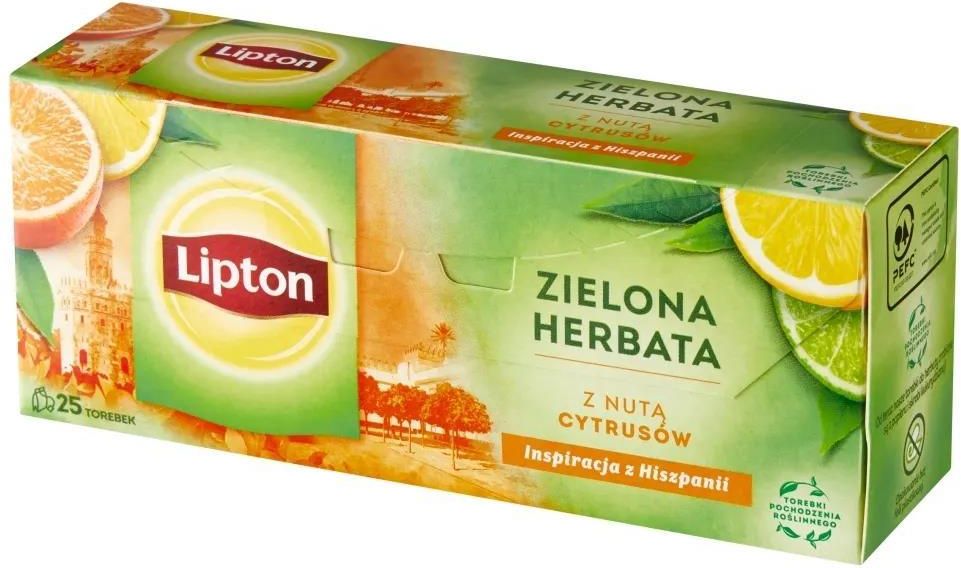 Herbata Lipton Zielona Herbata Z Nutą Cytrusów 32,5 G (25 Torebek ...