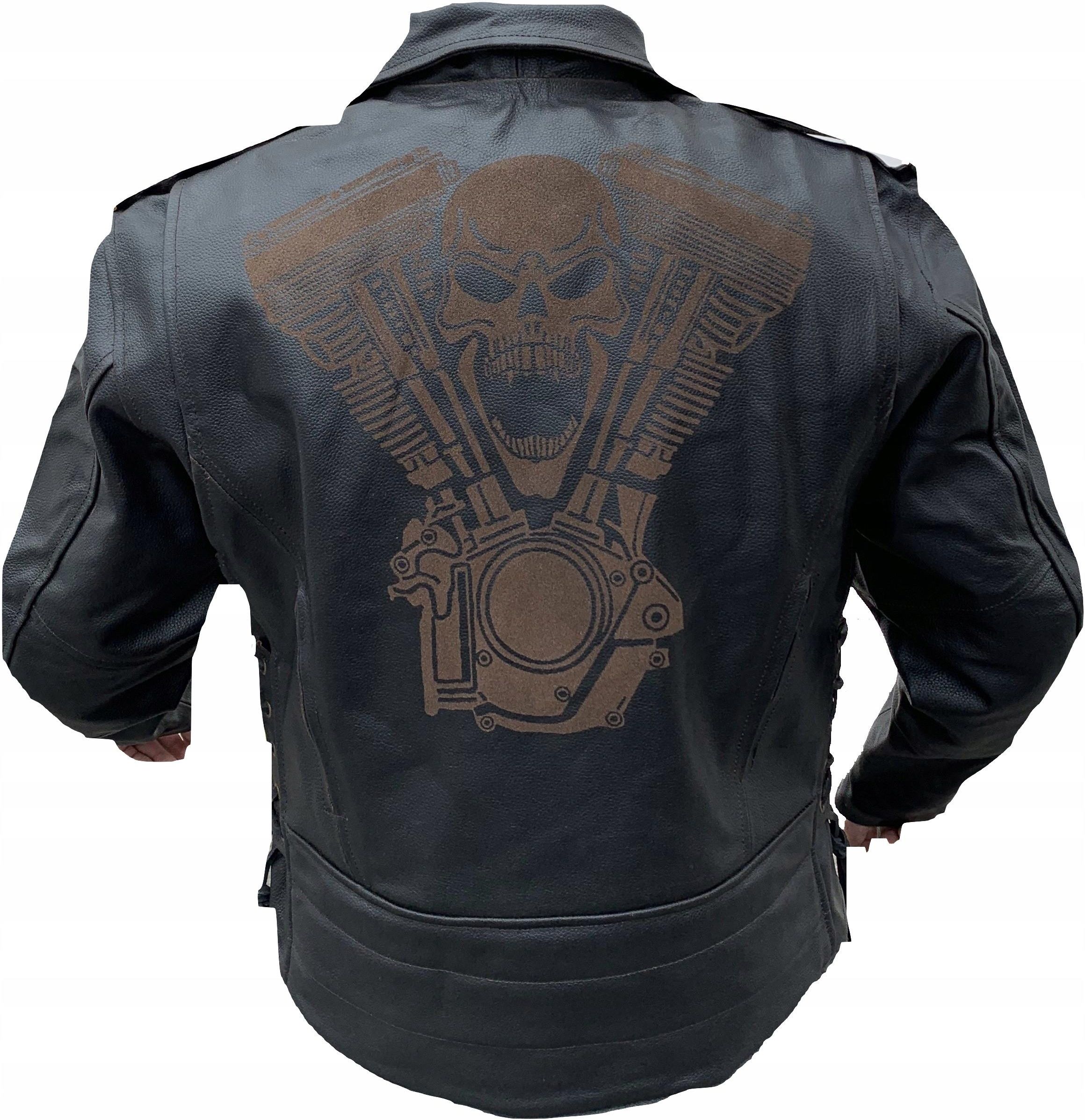 Odzież motocyklowa Bc101 Skóra Ramoneska Meska Logo Silnik V Laserowo ...