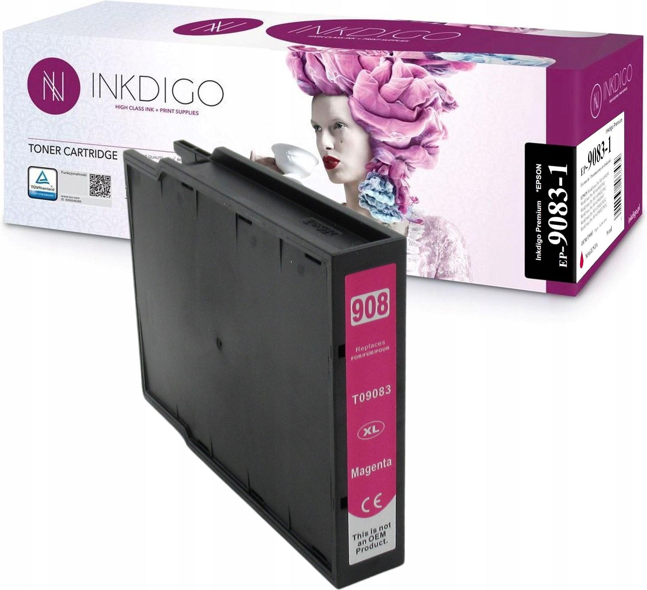 Tusz INKDIGO TUSZ DO EPSON T9083 908 BK WF-6090 WF-6590 XL ...