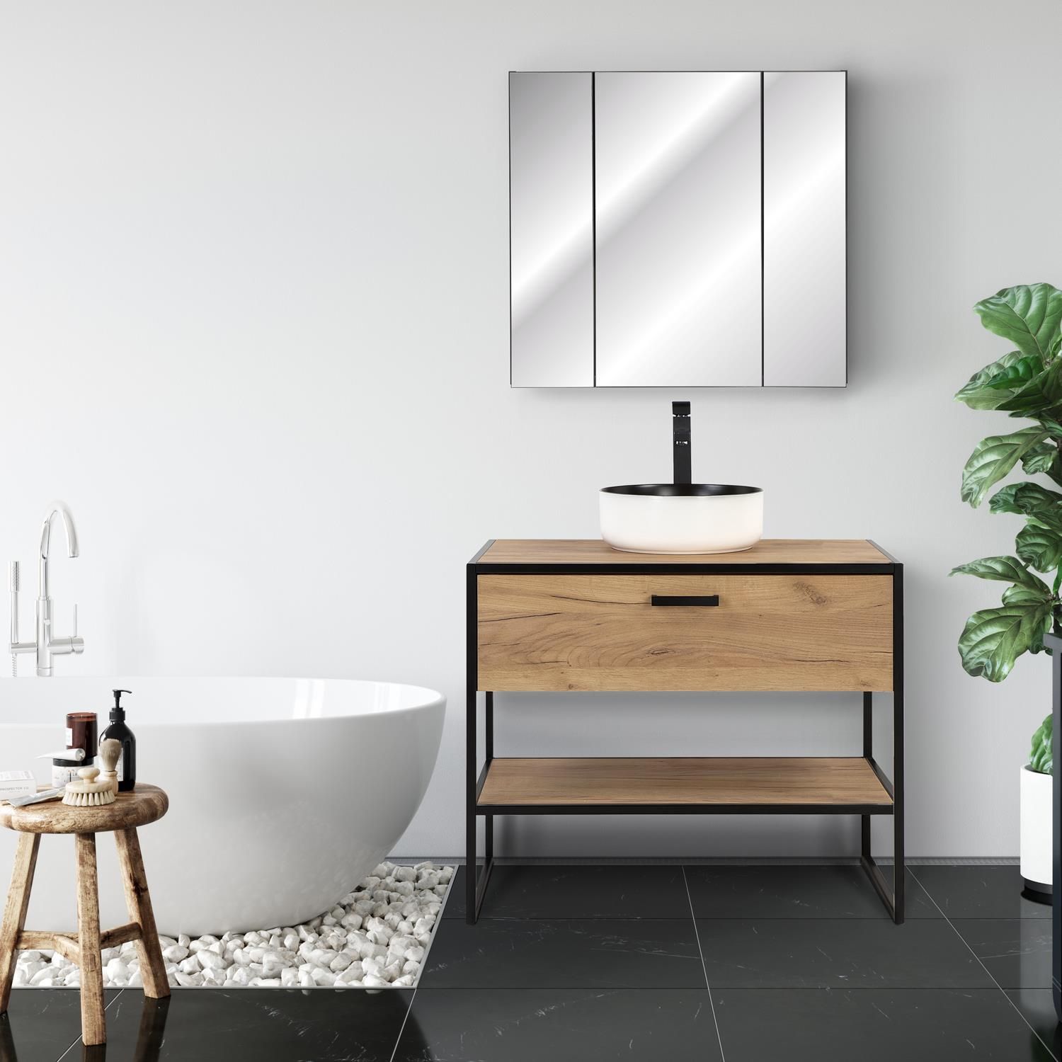 Wisząca Szafka Z Lustrem Grafitowa Oxanne 110003580 - Opinie i ...