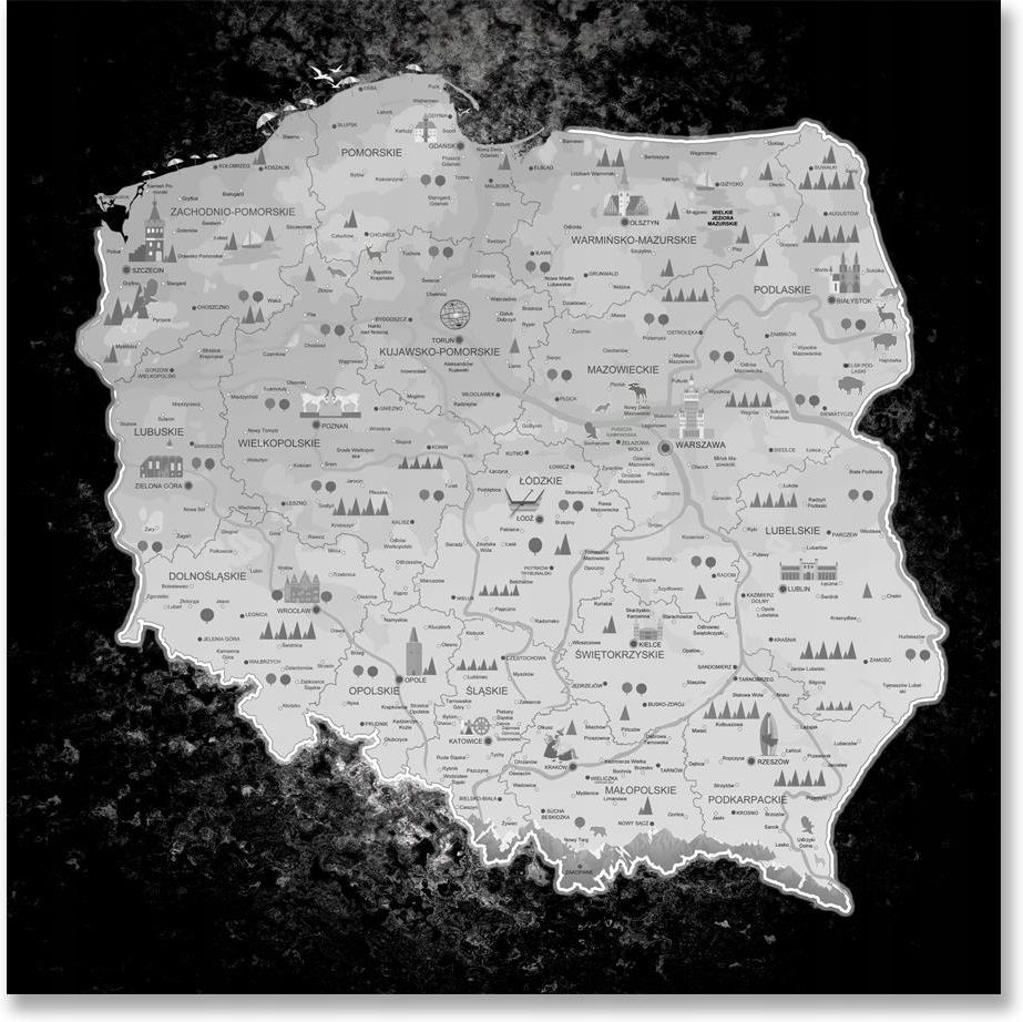 Tablica Korkowa Mapa Polski Obraz 100X100Cm Polska 12614990136 - Opinie ...