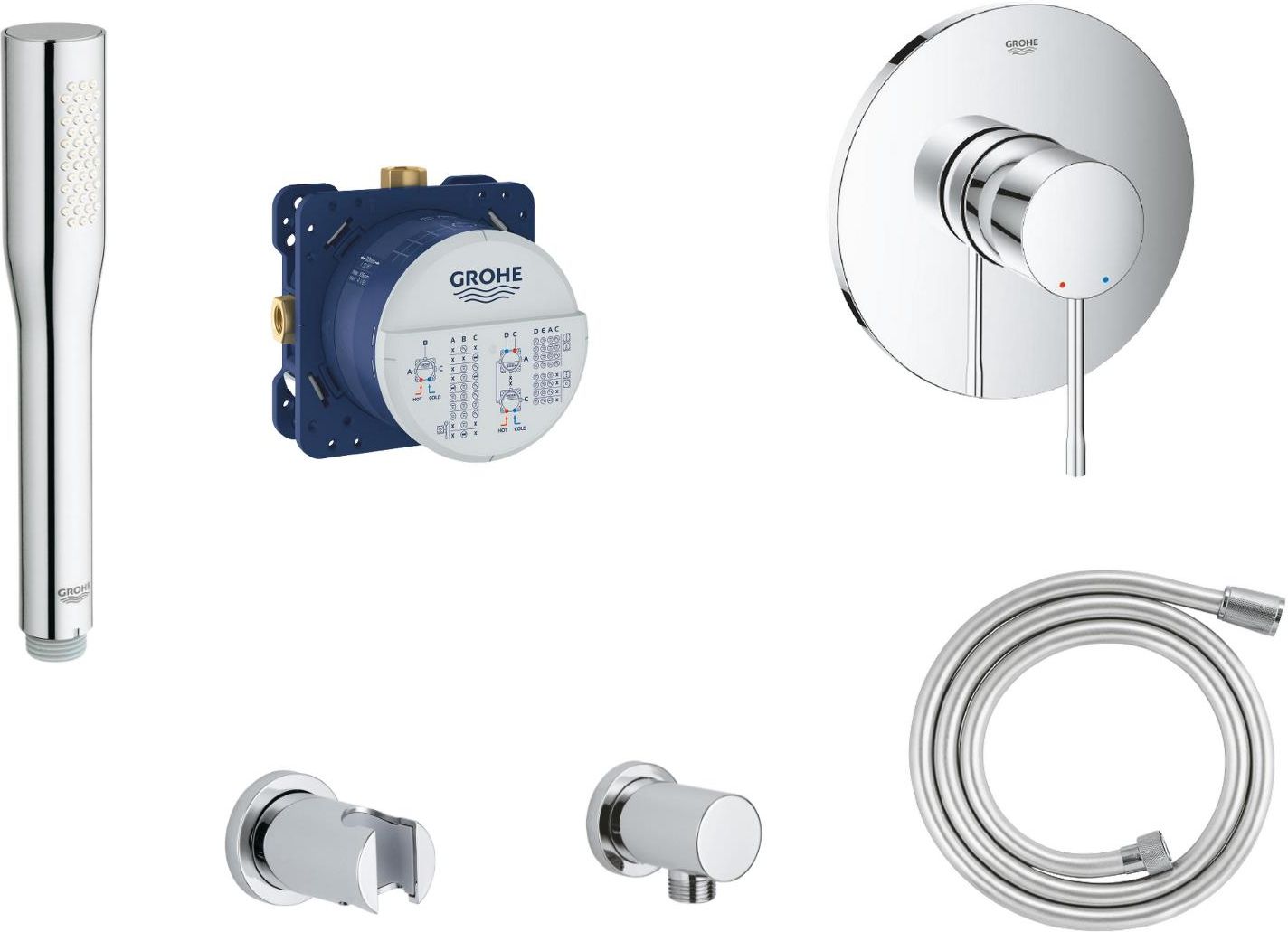 Zestaw prysznicowy Grohe Essence 6W1 Chrom 24057001+35600000+27057000+27074000+27400000 ...