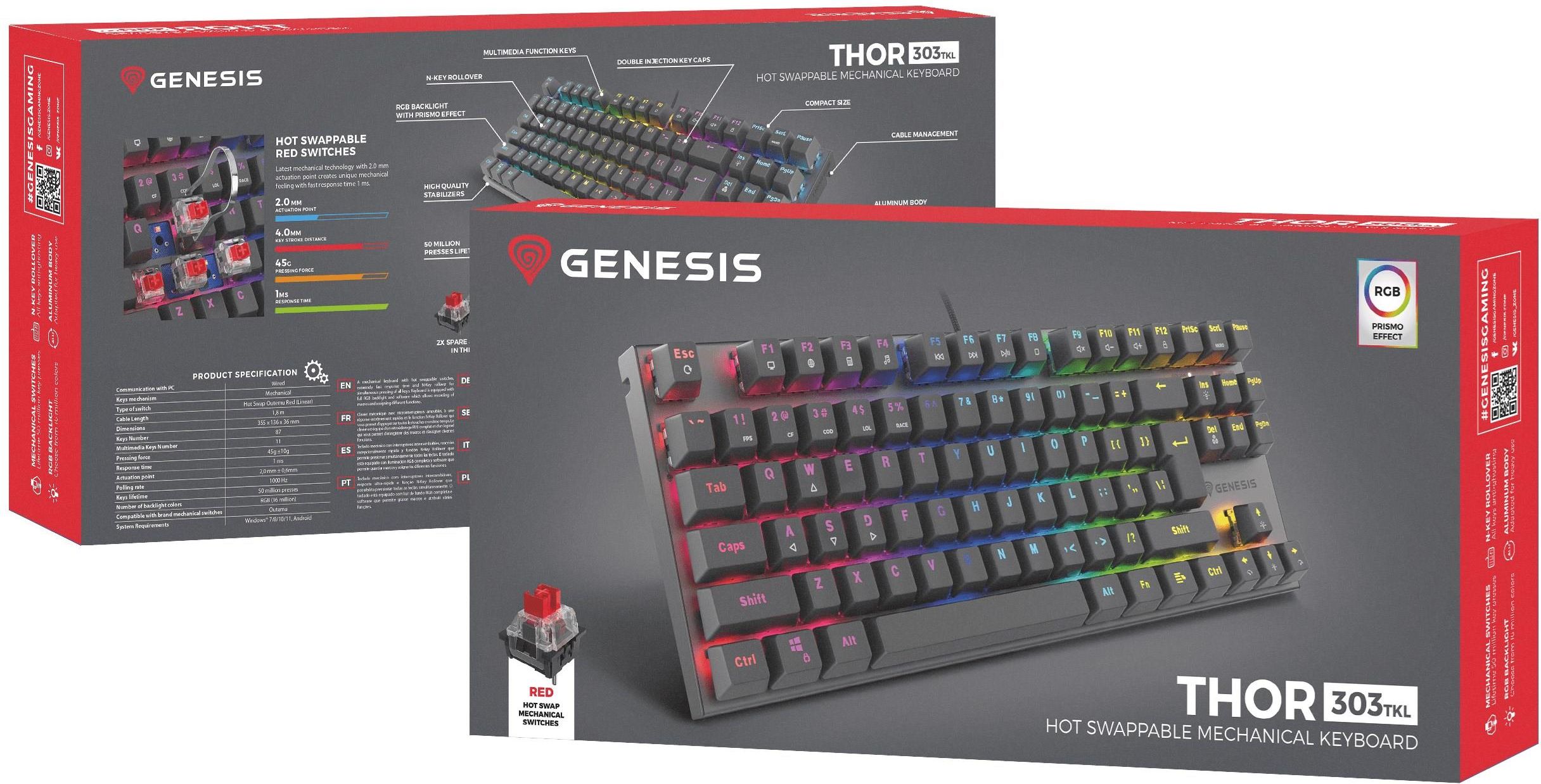 Klawiatura Genesis Thor 303 TKL US (NKG-1882) - Opinie i ceny na Ceneo.pl