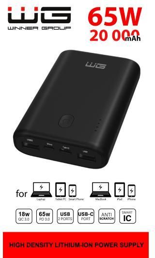 Powerbank Winner Wg Ps-A086 20000Mah Qc 3.0, Pd 65W (TAKC4111280) - Opinie i ceny na Ceneo.pl