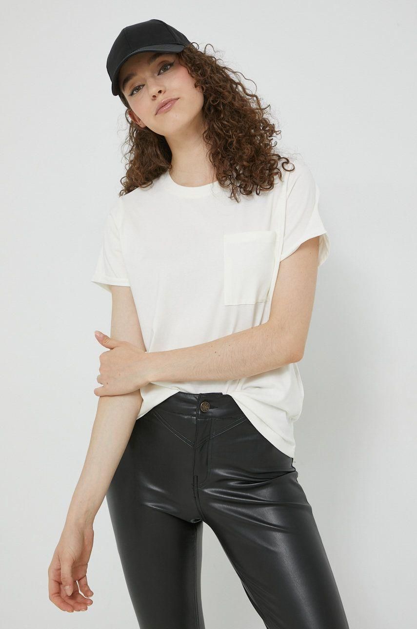 Cross Jeans t-shirt damski kolor beżowy - Ceny i opinie - Ceneo.pl