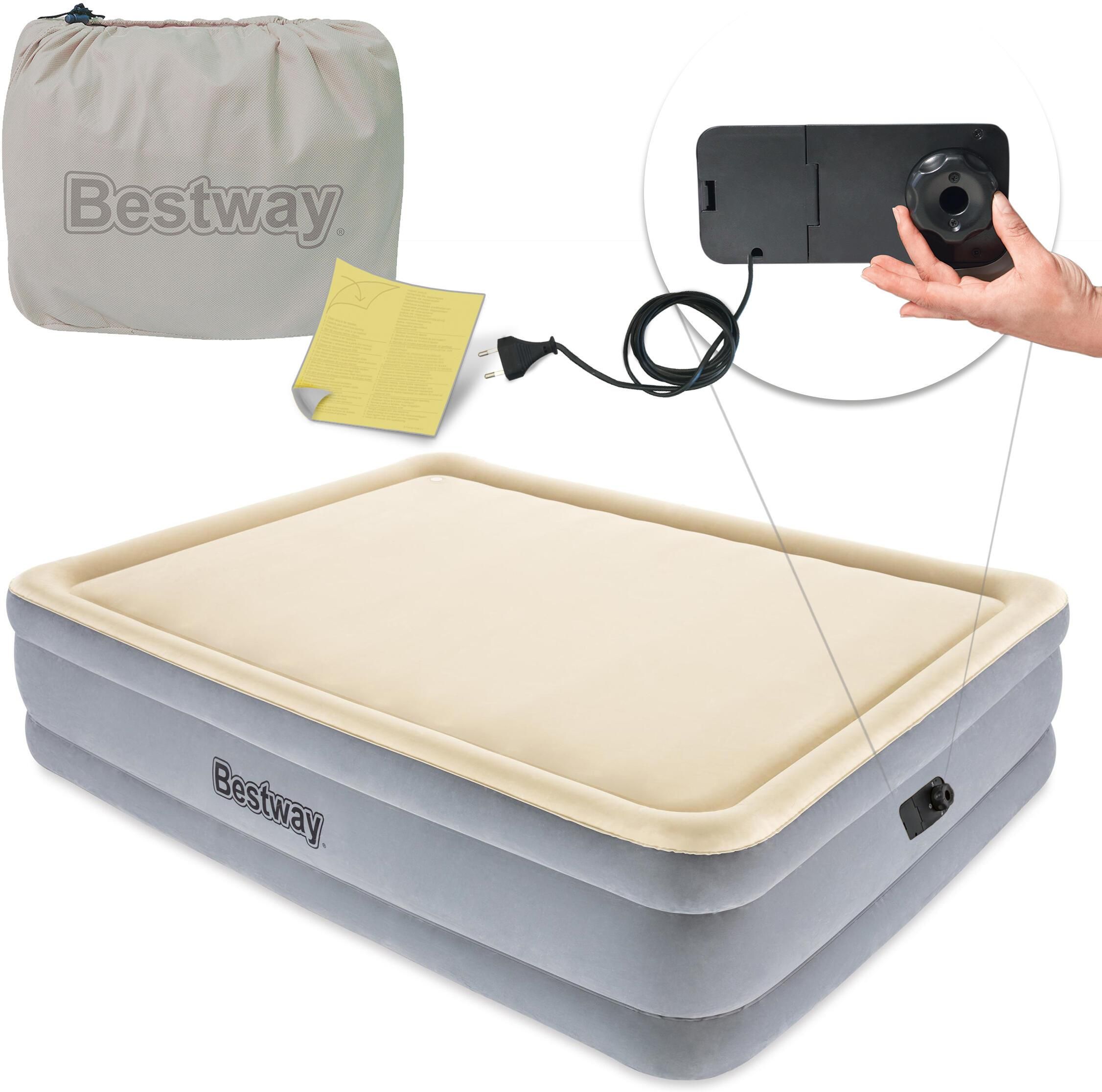 Bestway Materac Dmuchany 203x152 46cm Z Wbudowaną Pompką Elektryczną ...